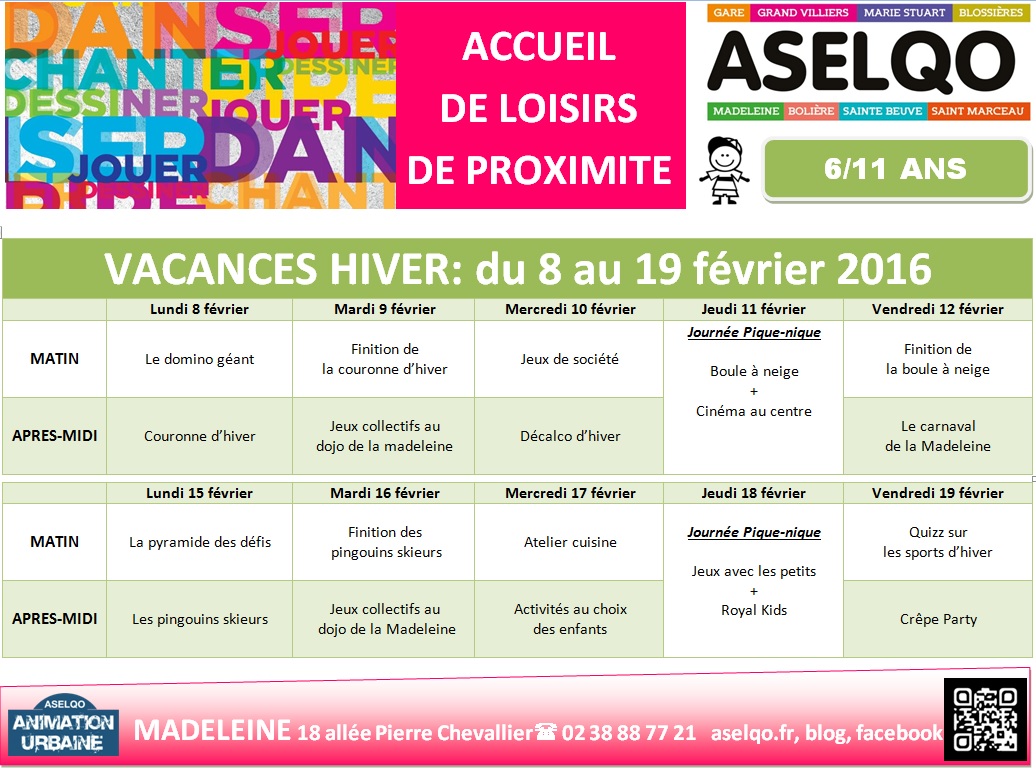 Prog vac hiver – ALSH 6-11 ans – CENTRE SOCIAL MADELEINE Prog vac hiver – ALSH 6-11 ans – CENTRE SOCIAL MADELEINE